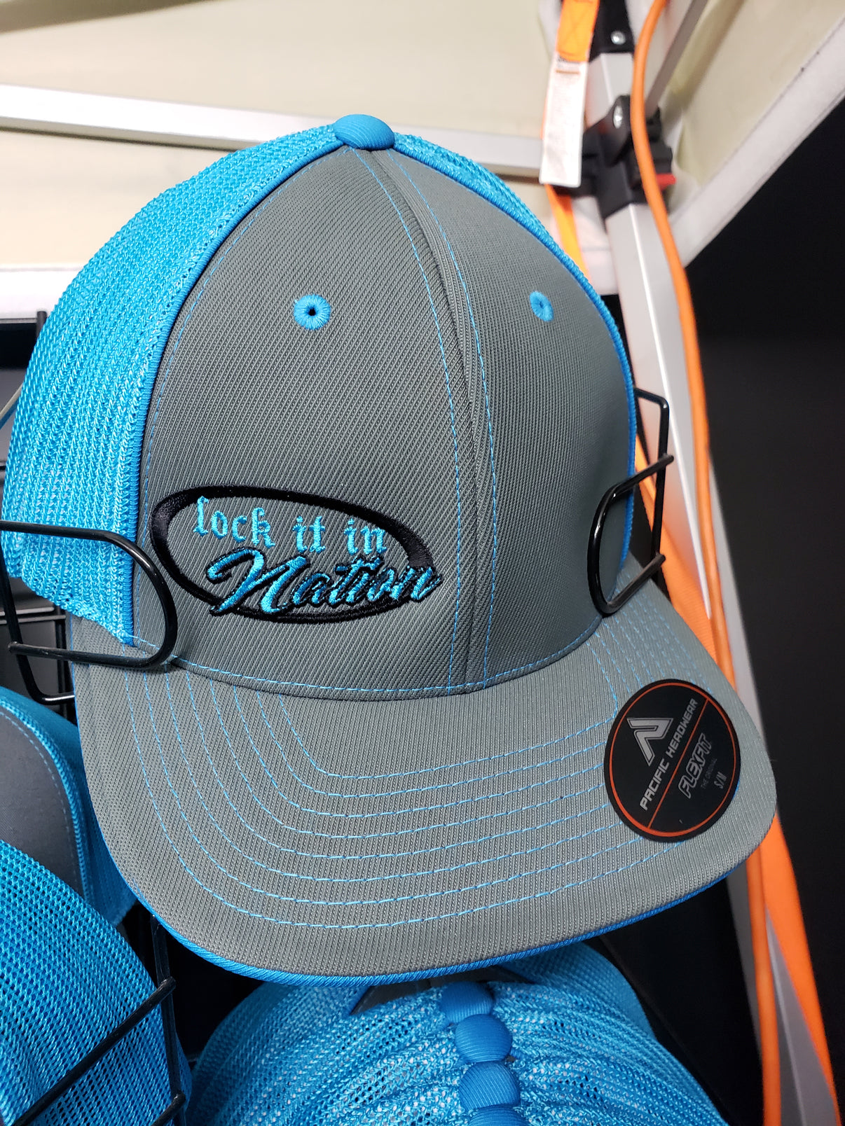 Graphite/Neon Blue Trucker Mesh Hat – Lock It In Nation